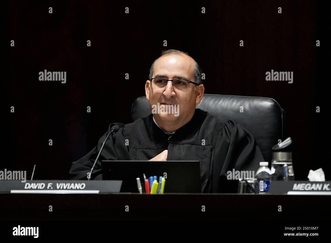 Michigan Supreme Court Justice David F. Viviano listens during oral ...