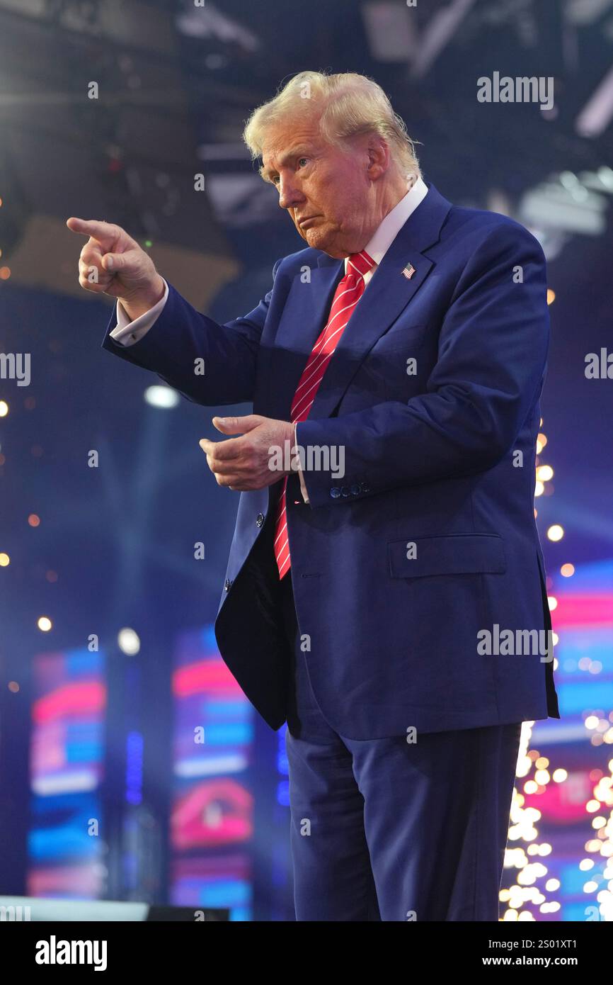President-elect Donald Trump speaks at AmericaFest, Sunday, Dec. 22 ...