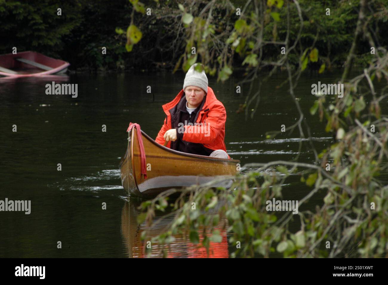 canoeing fun on the lake a canoe in the lake Stock Photo - Alamy