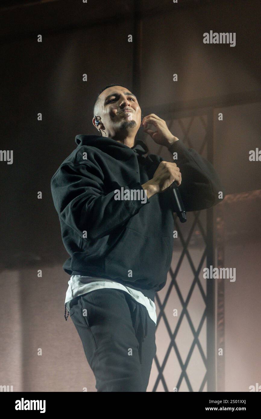 The singer and rapper, Morad, during his concert at the WiZink Center ...