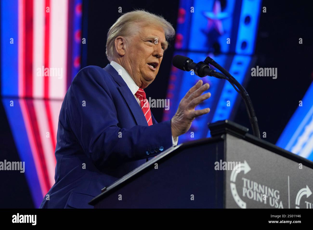 President-elect Donald Trump speaks at AmericaFest, Sunday, Dec. 22 ...