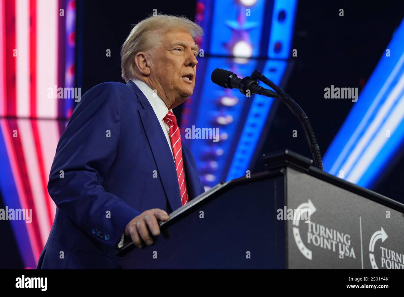 President-elect Donald Trump speaks at AmericaFest, Sunday, Dec. 22 ...