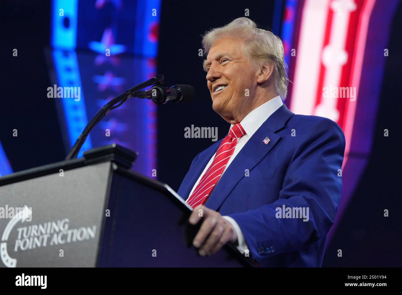 President-elect Donald Trump speaks at AmericaFest, Sunday, Dec. 22 ...