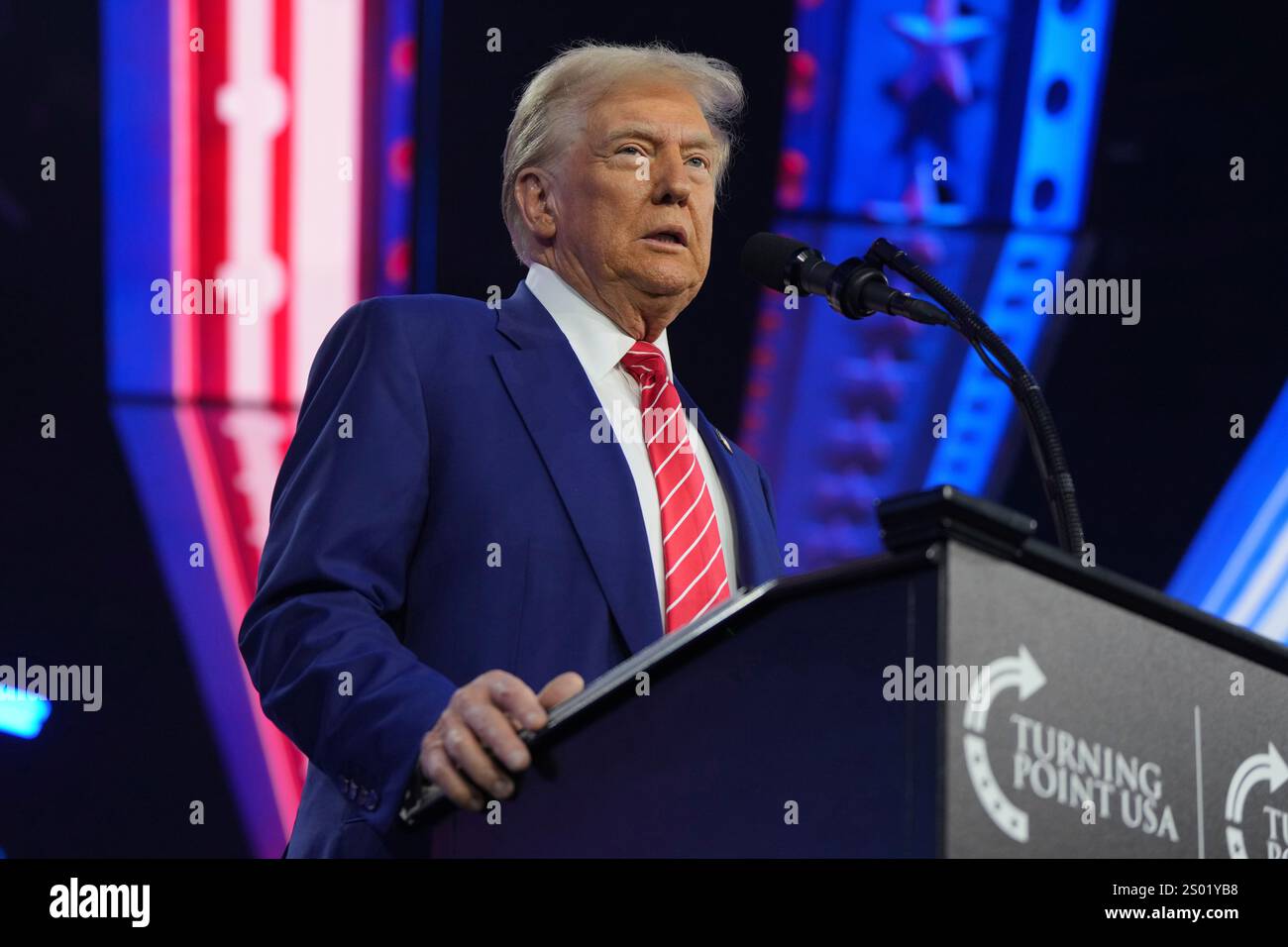President-elect Donald Trump speaks at AmericaFest, Sunday, Dec. 22 ...