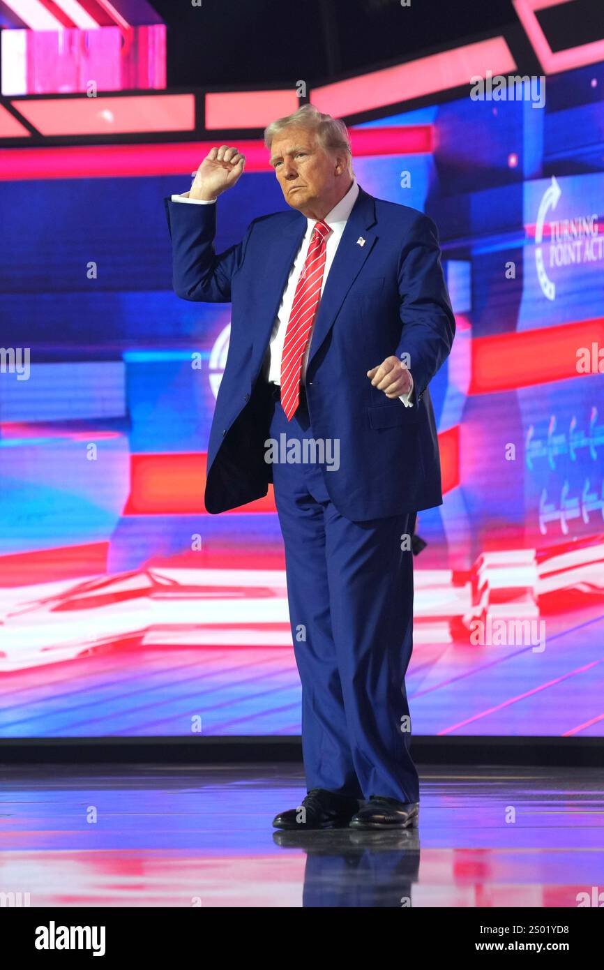 President-elect Donald Trump speaks at AmericaFest, Sunday, Dec. 22 ...