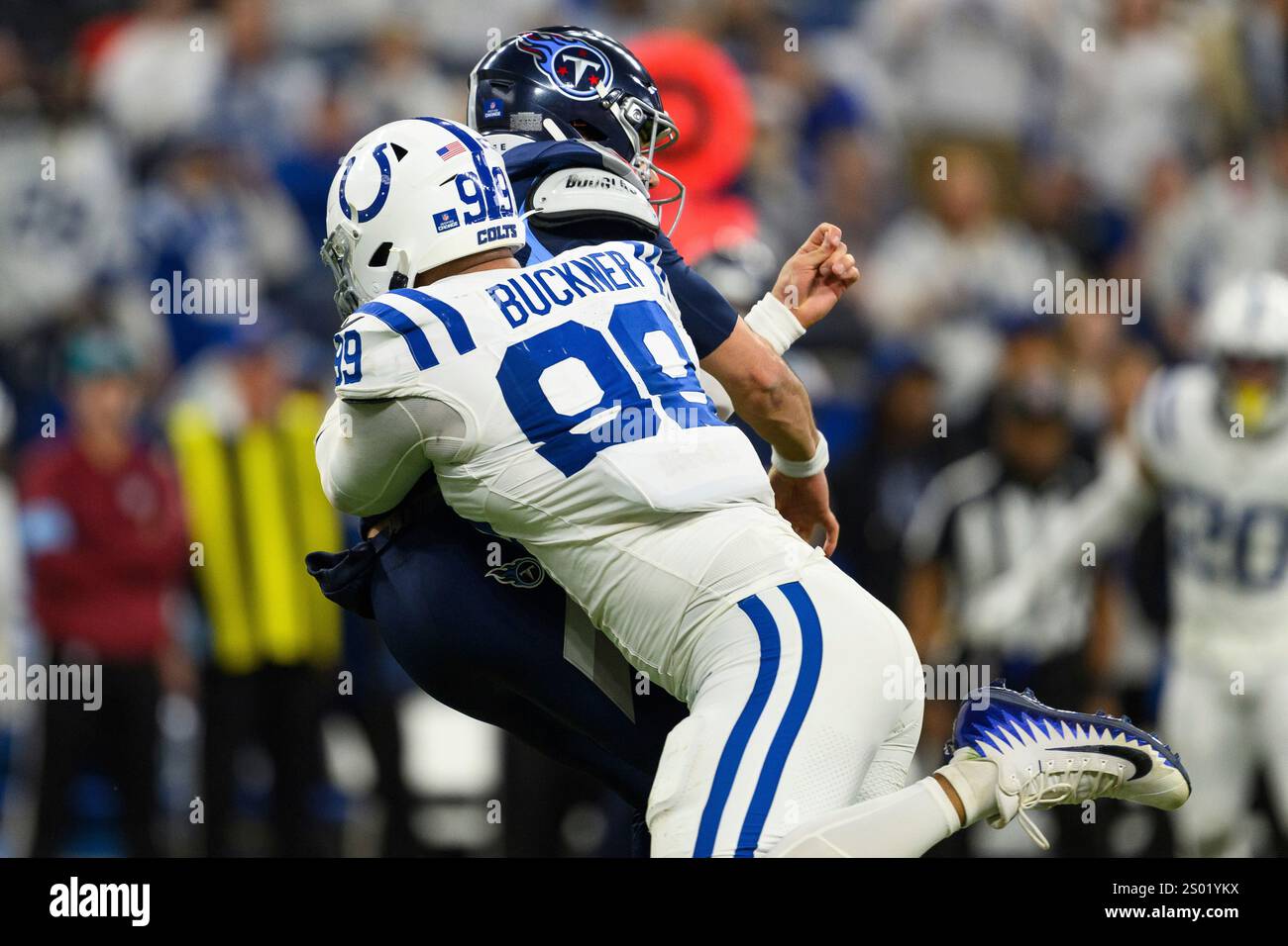Indianapolis Colts defensive tackle DeForest Buckner (99) pressures ...