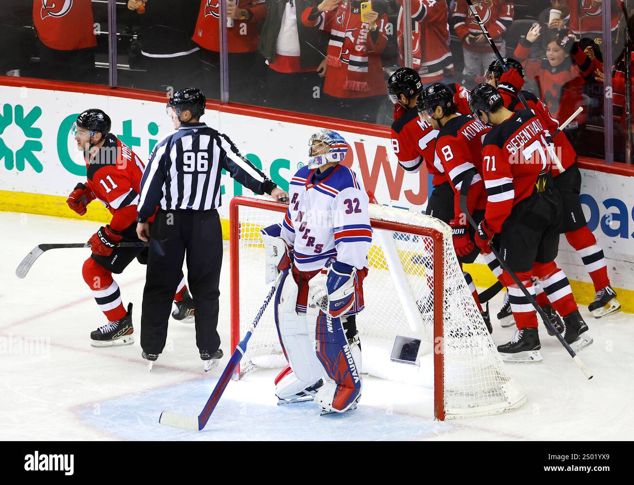 New York Rangers goaltender Jonathan Quick (32) reacts after a goal by ...