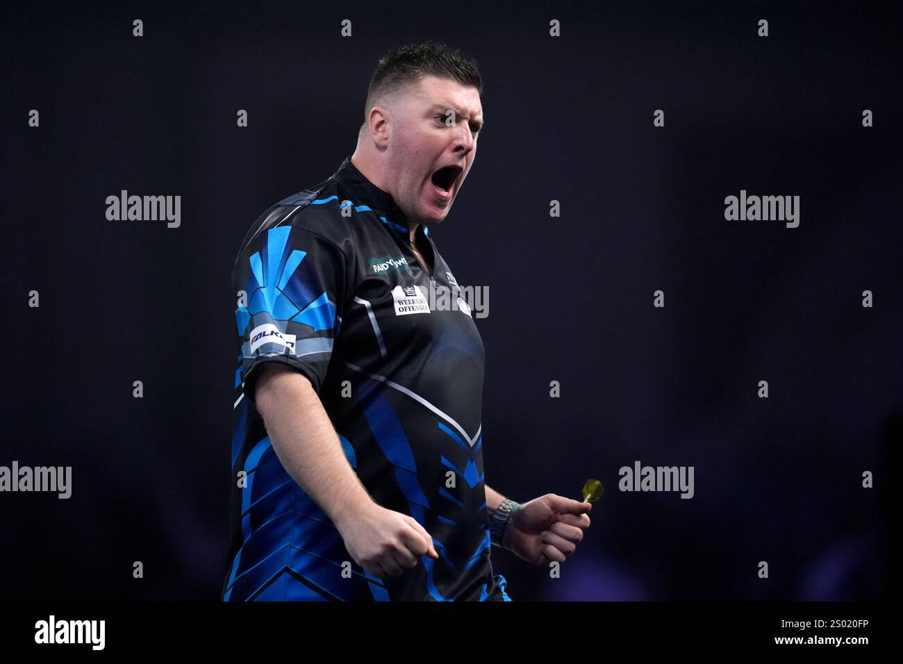 Daryl Gurney celebrates defeating Florian Hempel during day nine of the ...