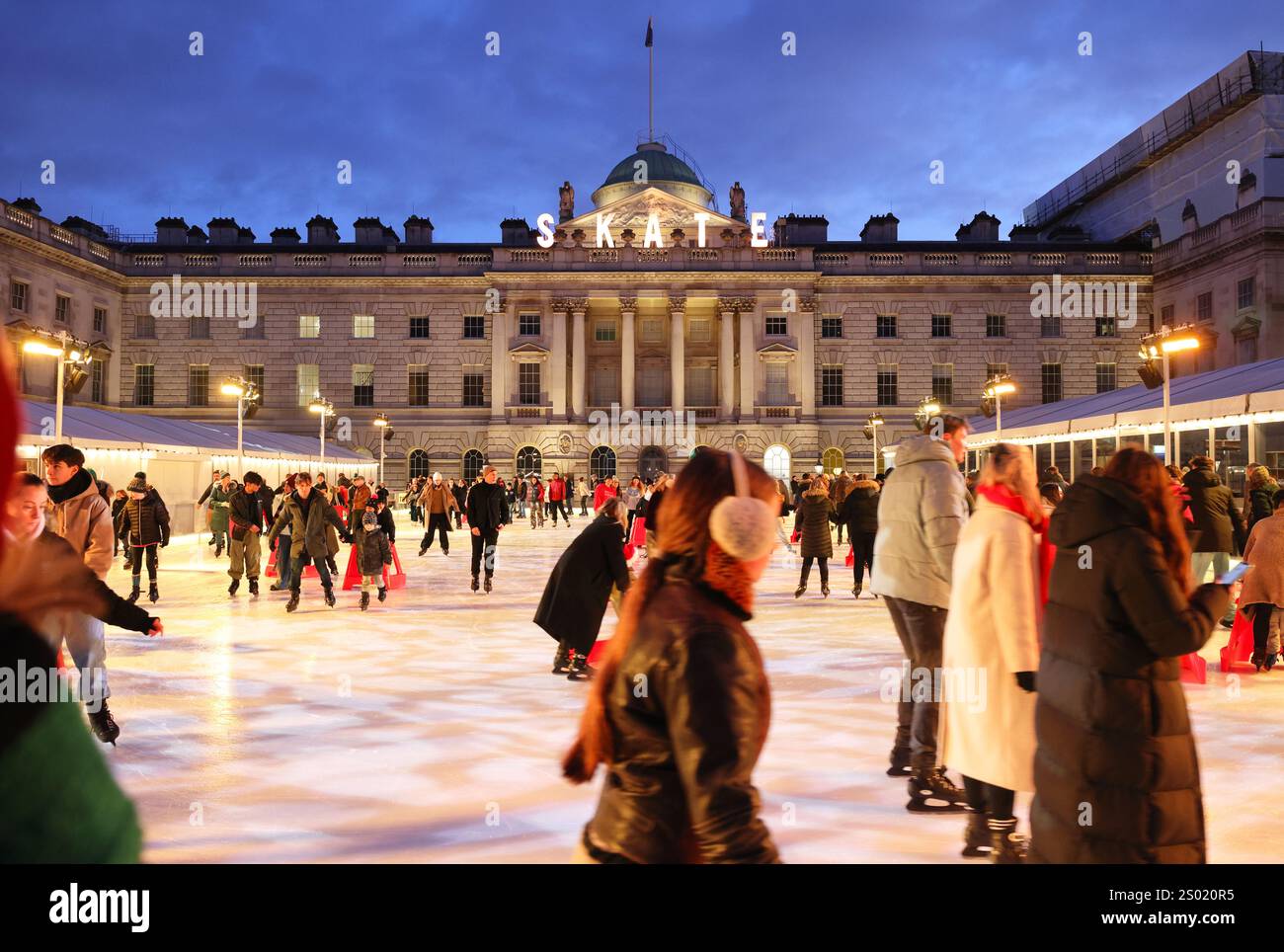 Ice skating at Somerset House, Christmas 2024, London, UK Stock Photo ...
