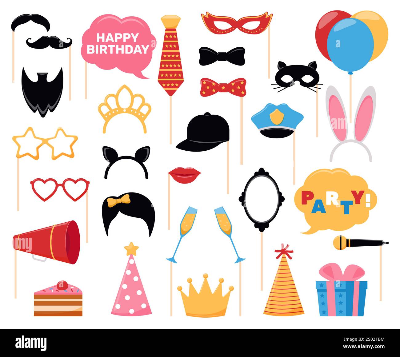Cartoon photo booth props. Funny party decor for photography shooting ...