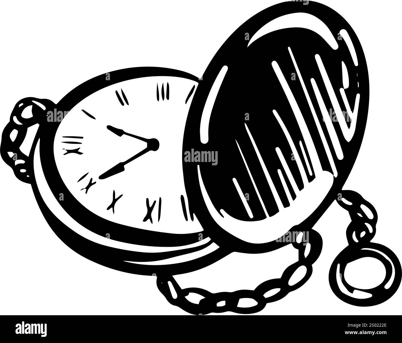 Pocket watch Illustration. Vector drawing of a antique clock on an ...