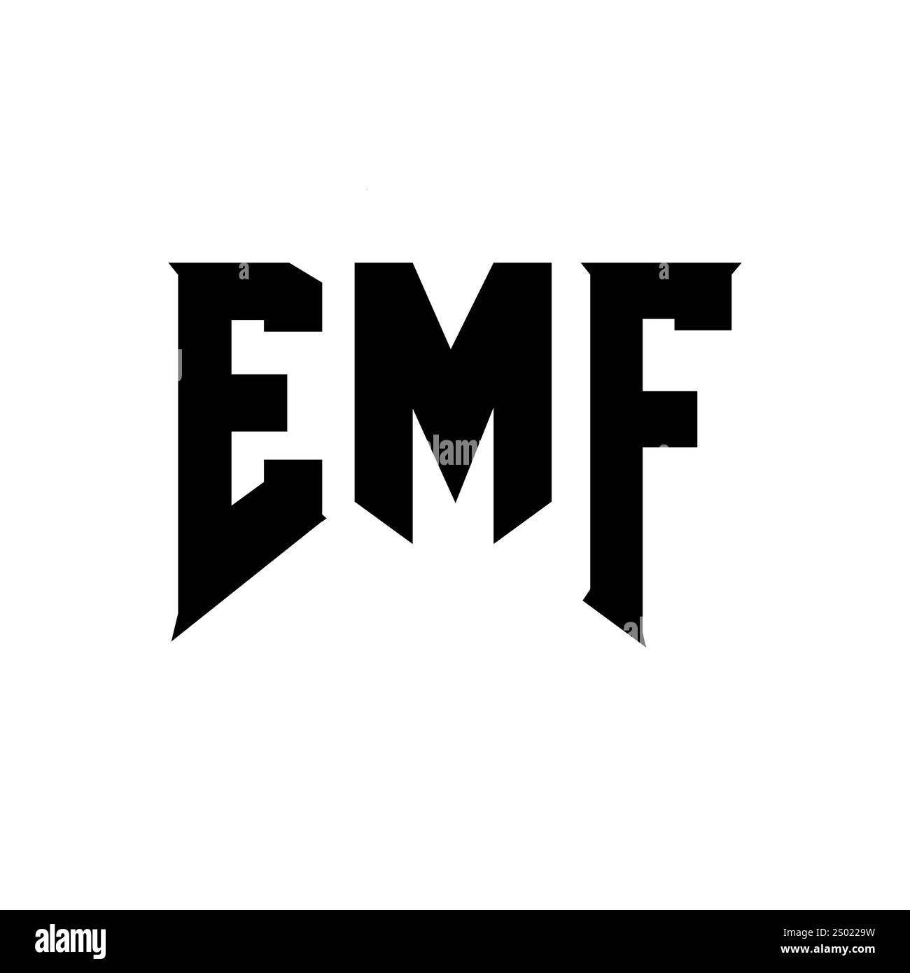EMF letter logo design for technology company. EMF logo design black and white color combination ...