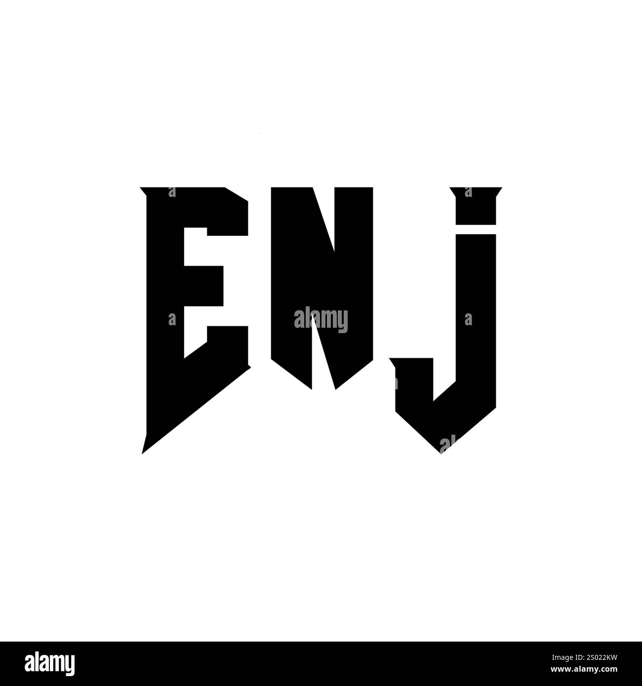 ENJ letter logo design for technology company. ENJ logo design black and white color combination ...