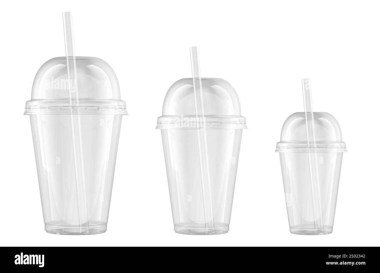 Clear Plastic Cups With Dome Lids with straws. Small, medium and large ...