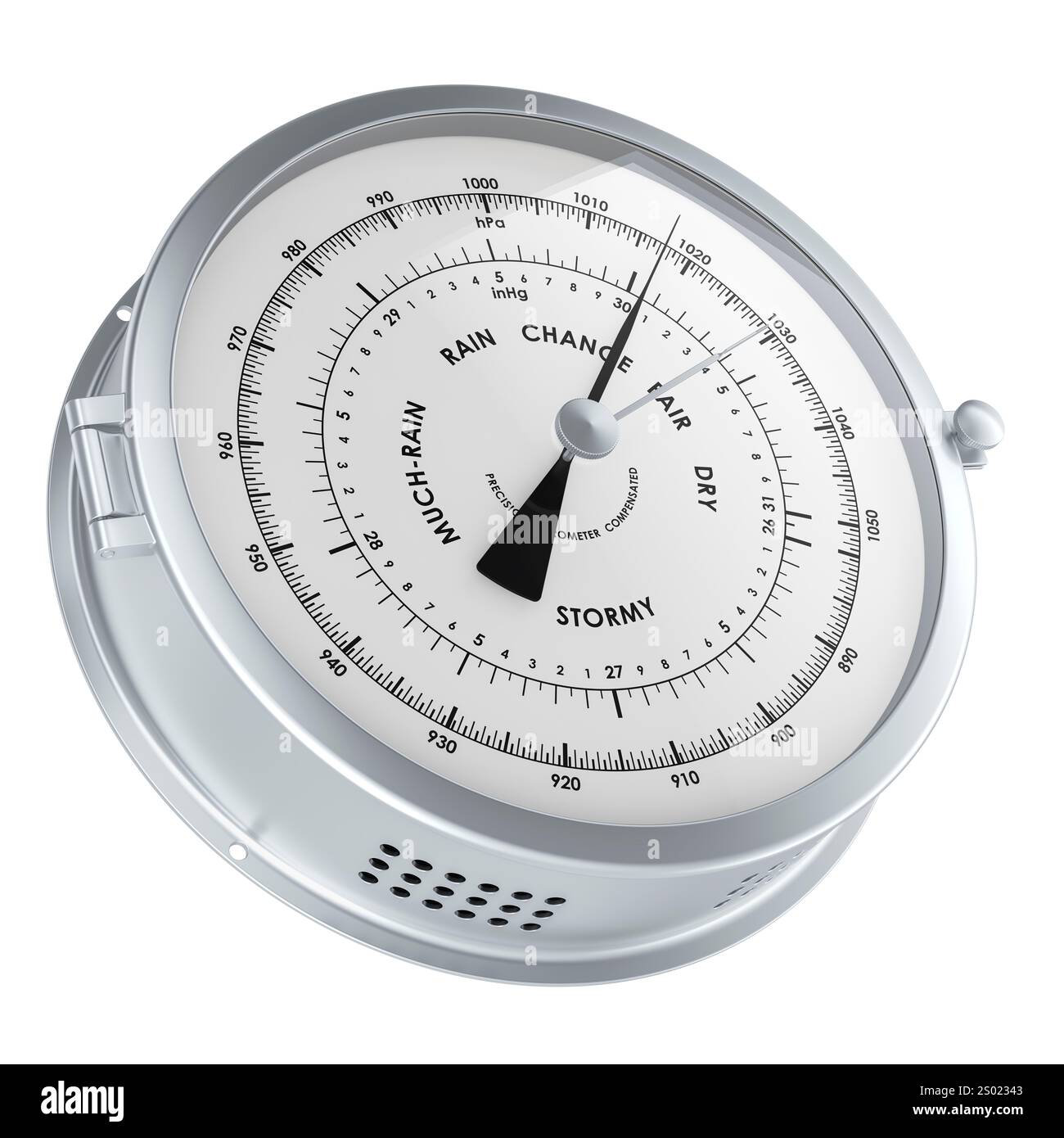 Barometer, analog barometer. 3D rendering isolated on white background ...