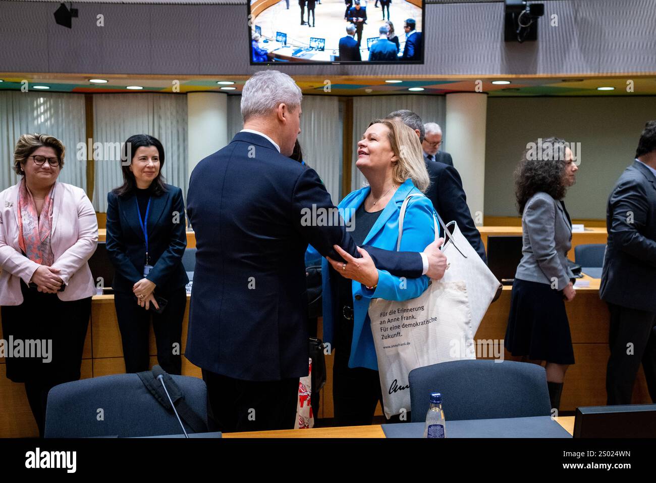 Marian-Catalin PREDOIU and Nancy FAESER during the meeting of interior ...
