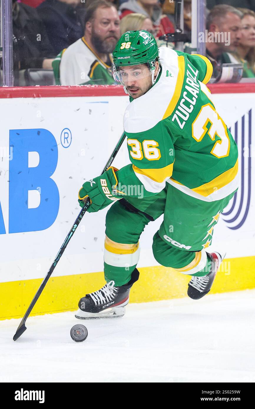 Minnesota Wild right wing Mats Zuccarello (36) skates with the puck ...