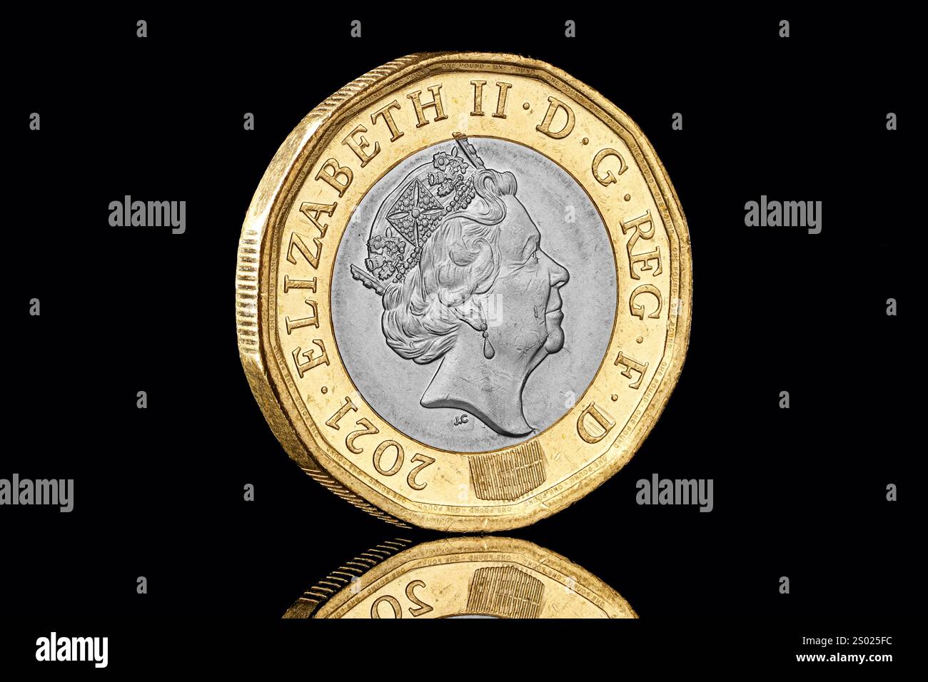 2021 circulated UK 12 sided bimetallic £1 coin with the 5th coin ...