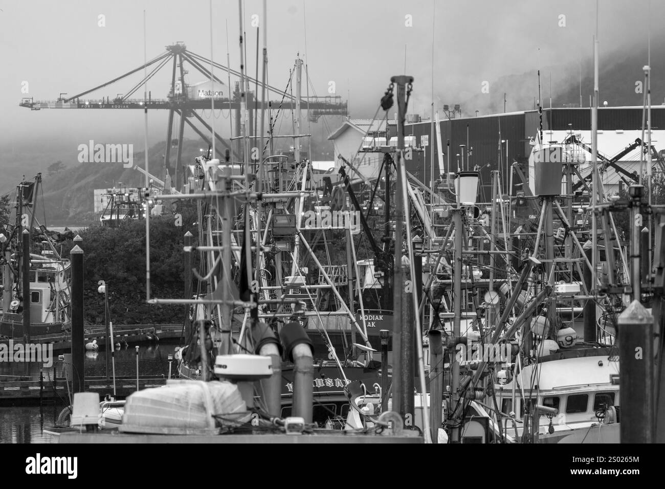 Many different types of boats occupy the harbor in Kodiak, Alaska ...