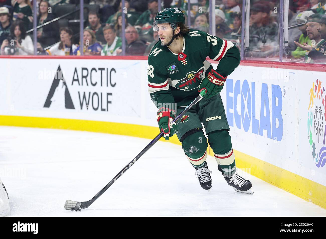 Minnesota Wild right wing Ryan Hartman (38) skates with the puck during ...