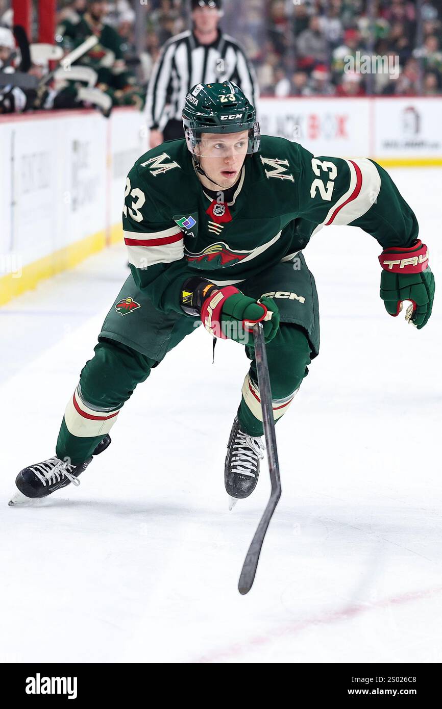 Minnesota Wild center Marco Rossi (23) skates during the first period ...