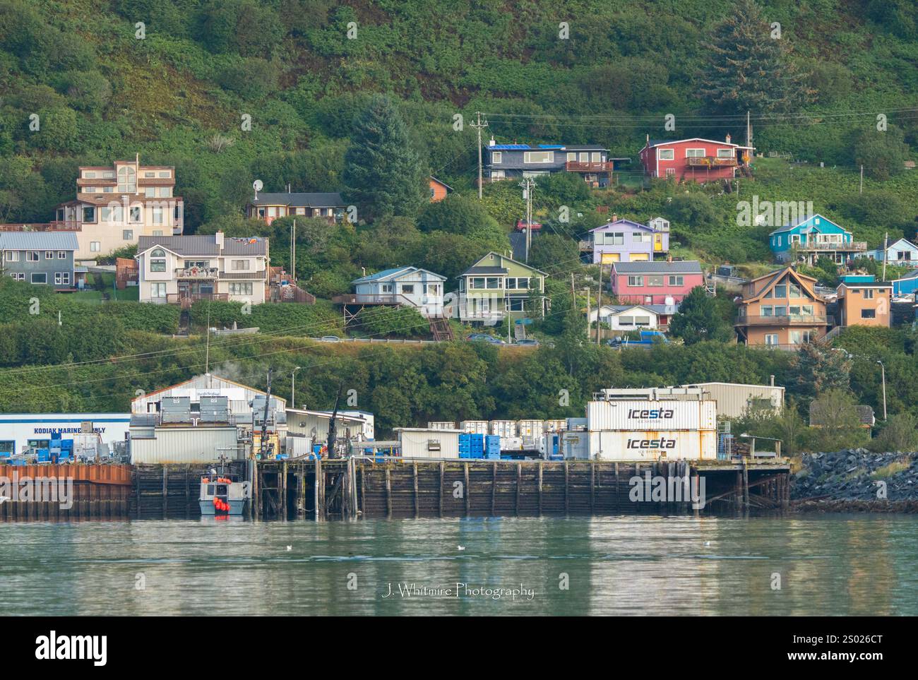 Many different types of boats occupy the harbor in Kodiak, Alaska ...