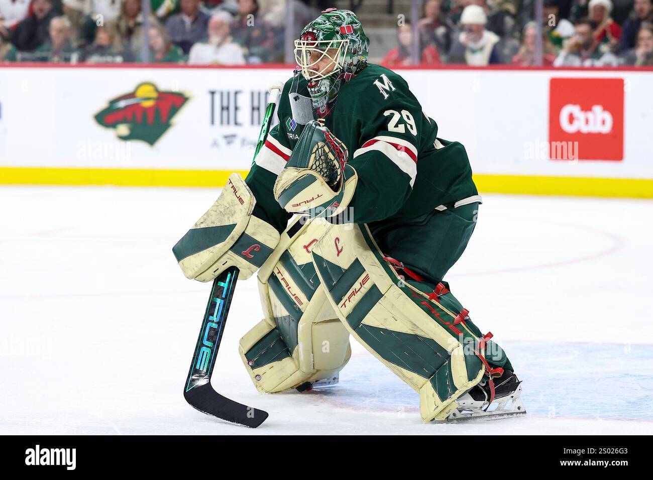 Minnesota Wild goaltender Marc-Andre Fleury (29) defends his net ...