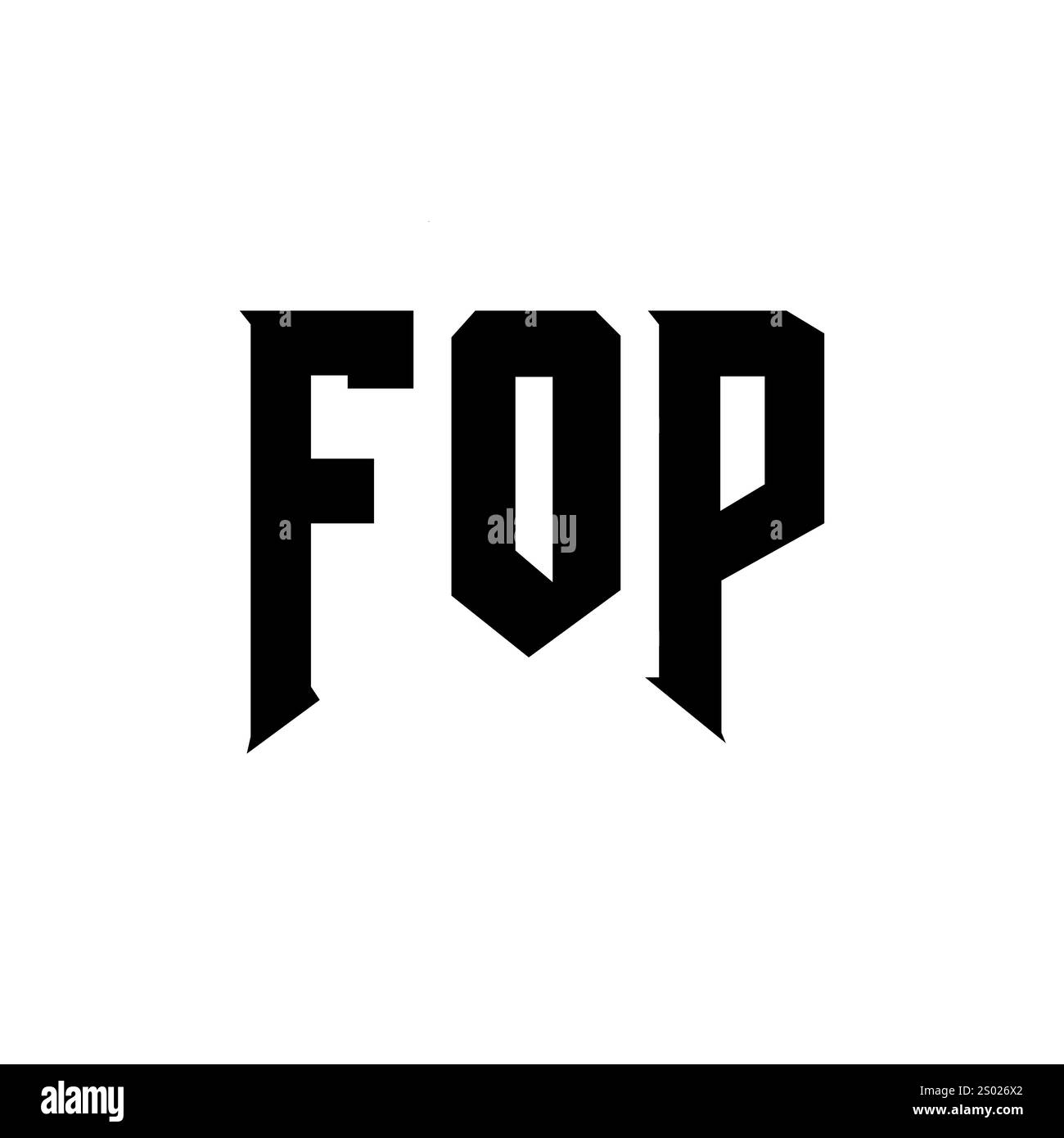 FOP letter logo design for technology company. FOP logo design black and white color combination ...
