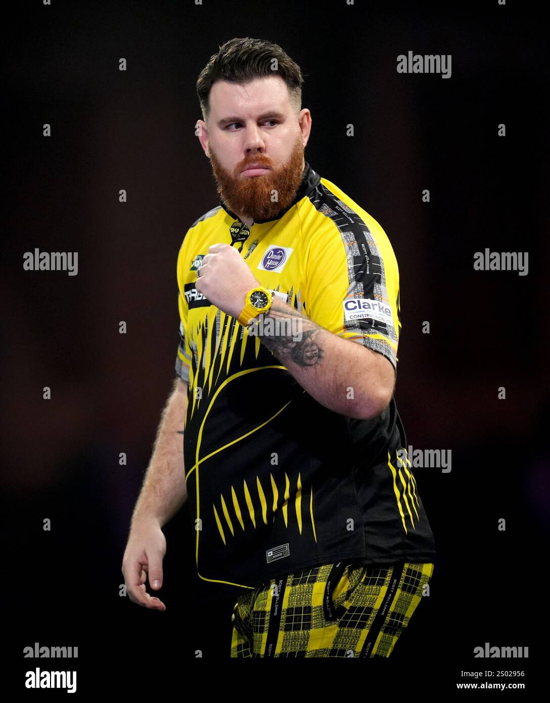 Scott Williams reacts during his match against Rob Cross during day ...