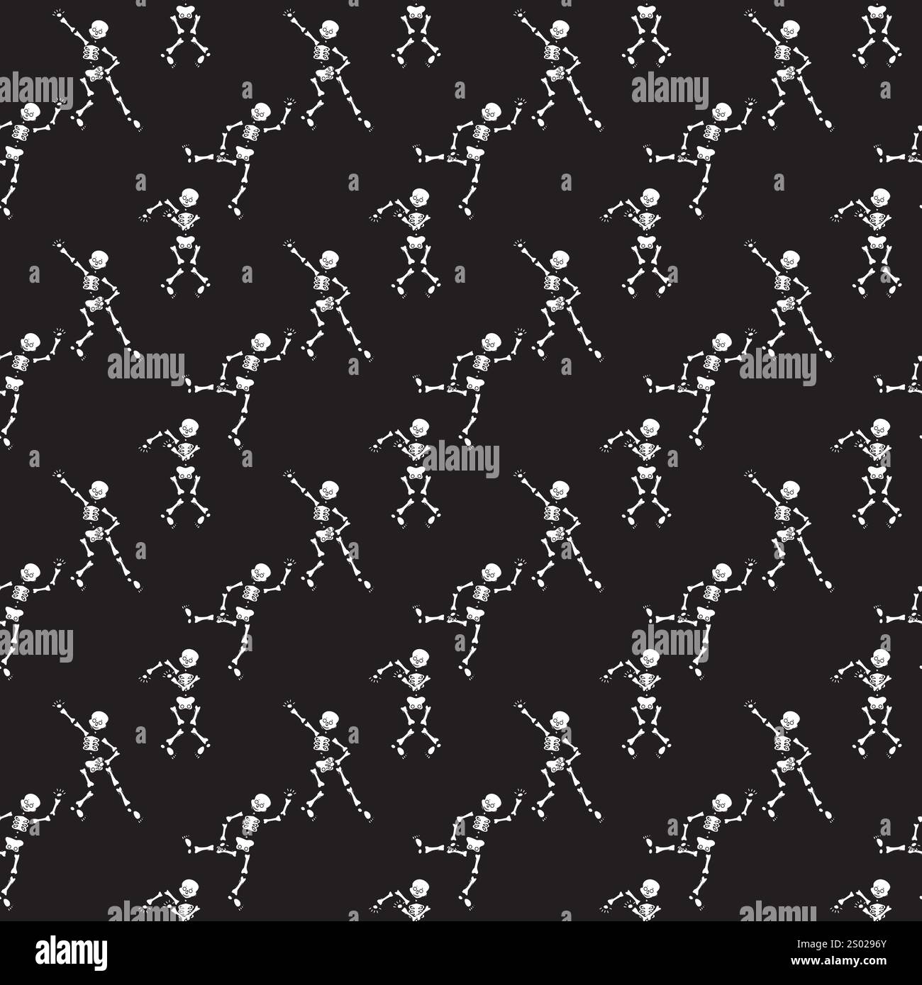 Dancing skeletons on a black background. Seamless pattern. Vector ...