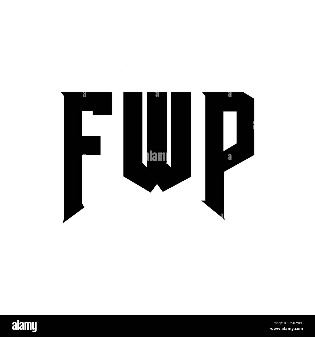 FWP letter logo design for technology company. FWP logo design black and white color combination ...