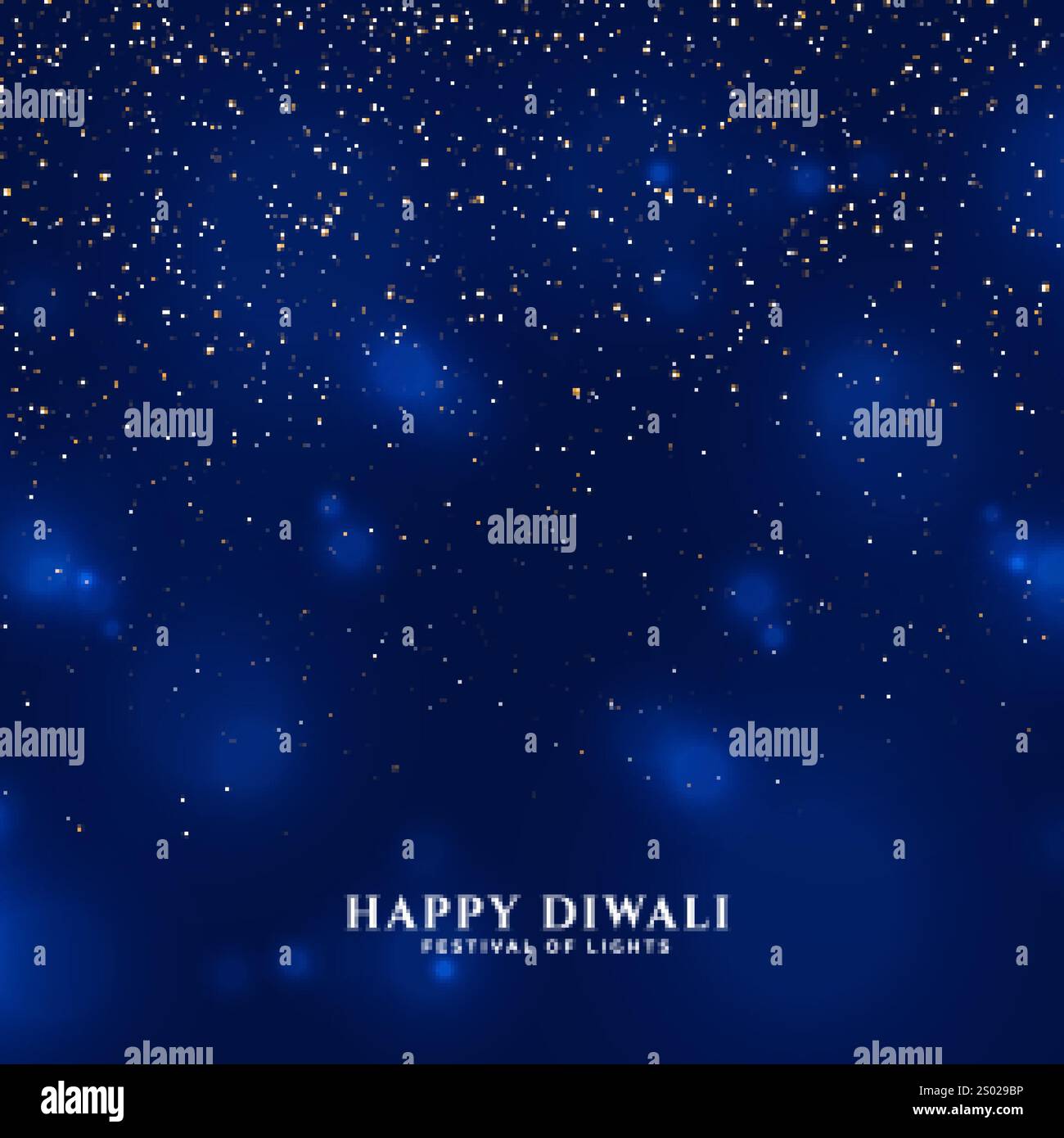 happy diwali blue background with falling fireworks sparkles Stock ...