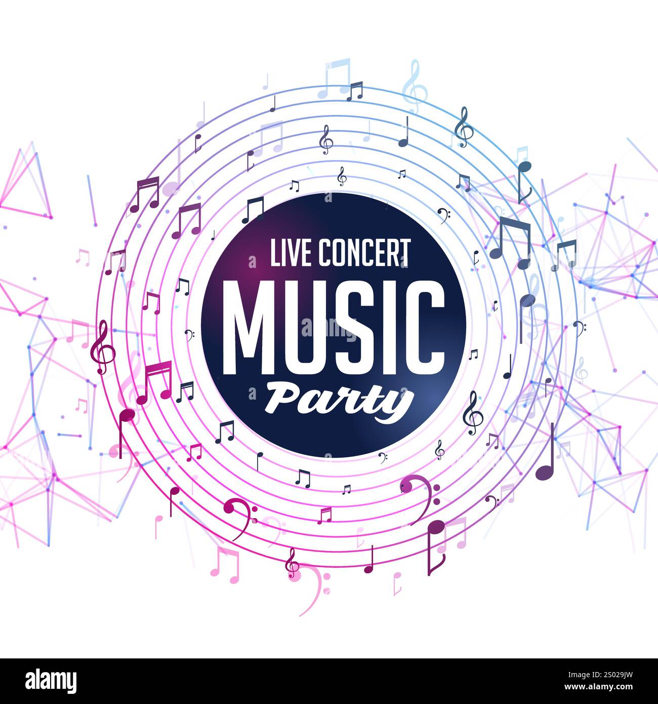 music party live concert template with notes Stock Vector Image & Art ...