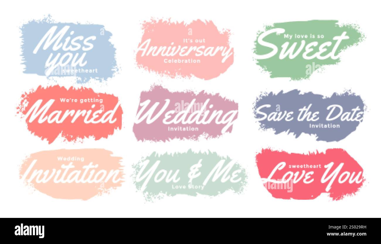 watercolor wedding invitation tags set Stock Vector Image & Art - Alamy