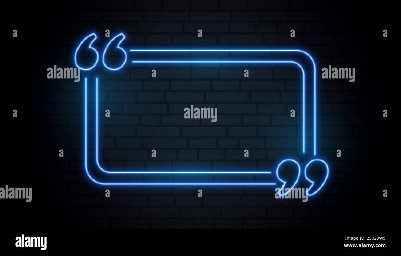 neon blue quotation frame with text space Stock Vector Image & Art - Alamy