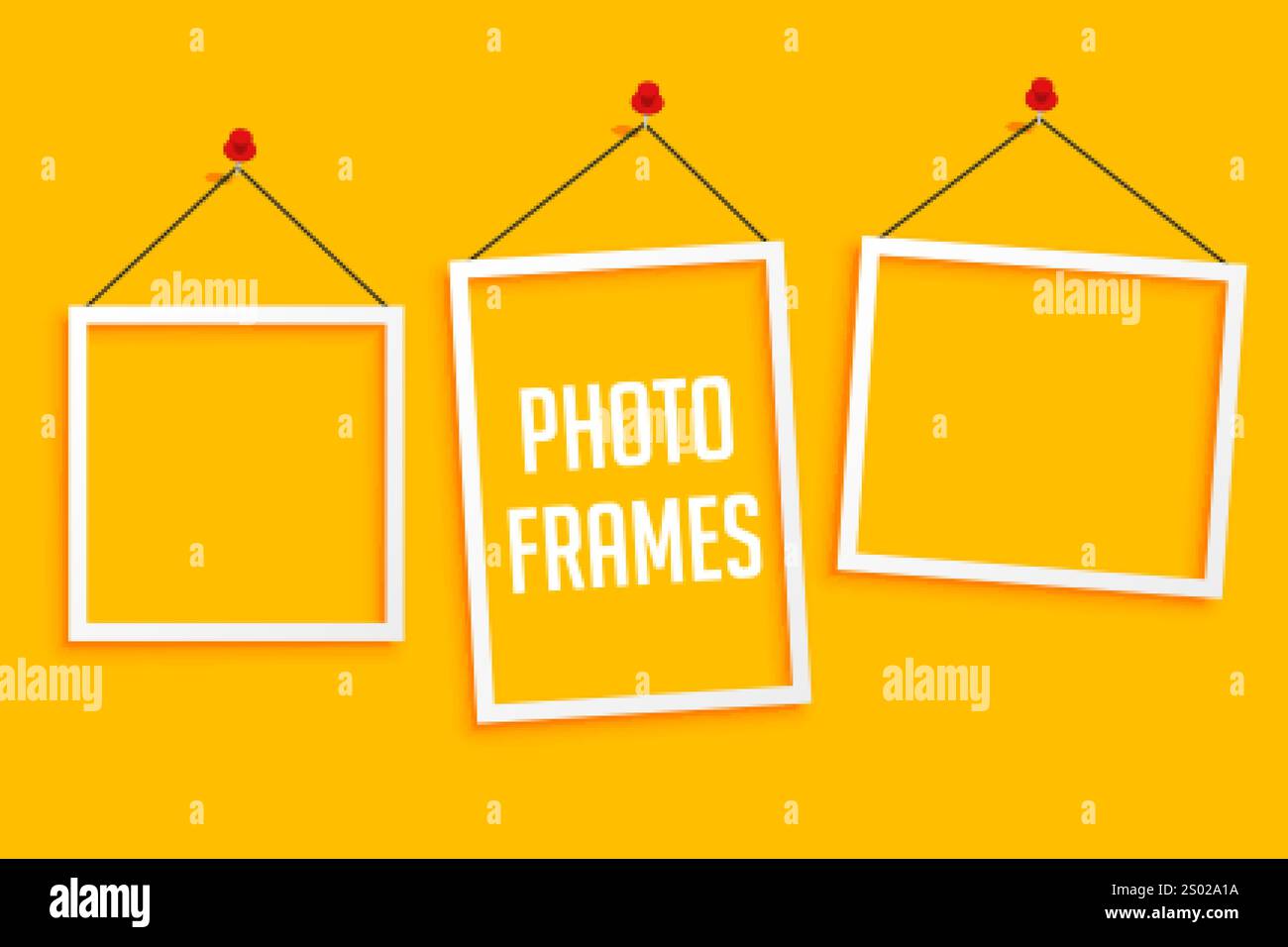 hanging photo frames on yellow background Stock Vector Image & Art - Alamy