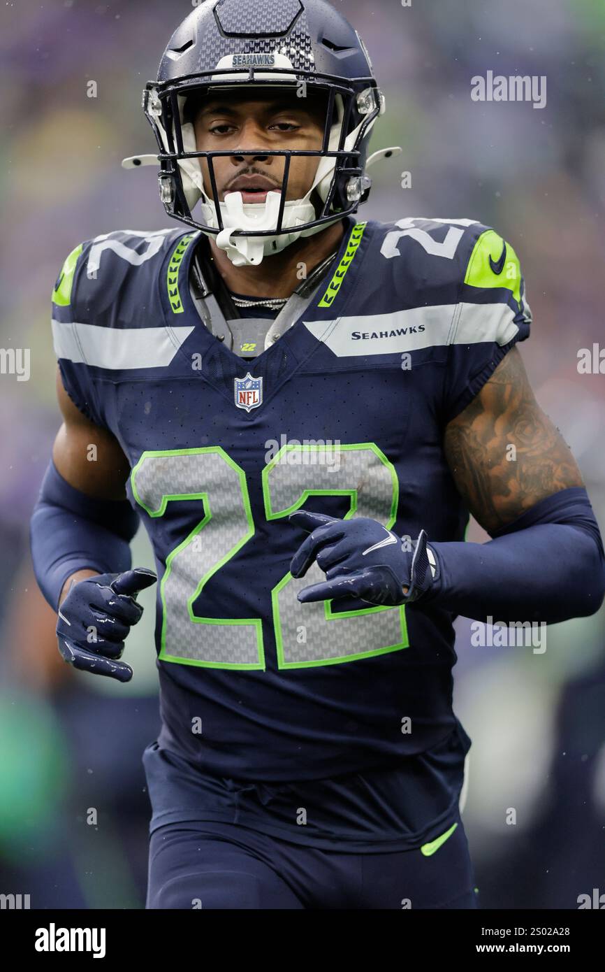 Seattle Seahawks cornerback Tre Brown (22) runs on the field against ...