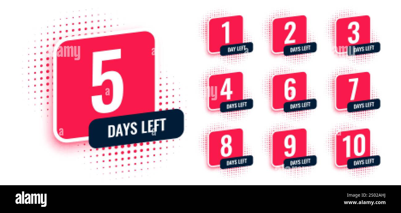Number Of Days Left Countdown Timer Banners Stock Vector Image And Art