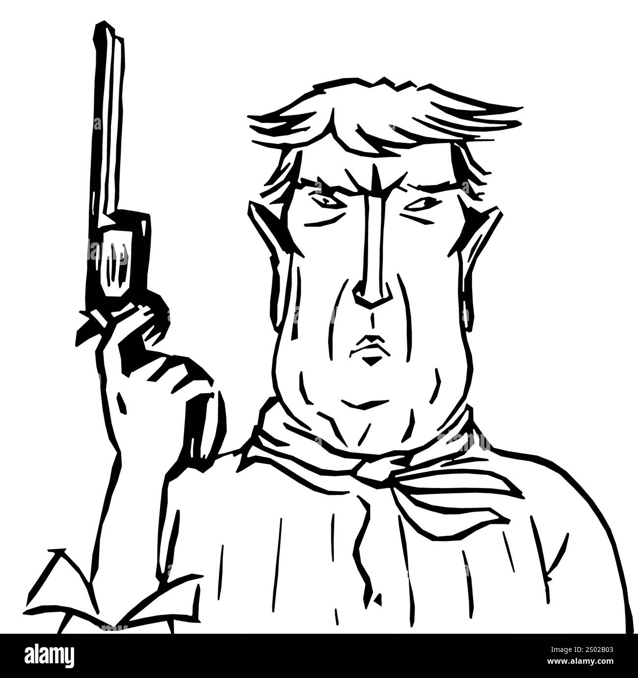 Cow-boy Donald Trump caricature Stock Photo - Alamy