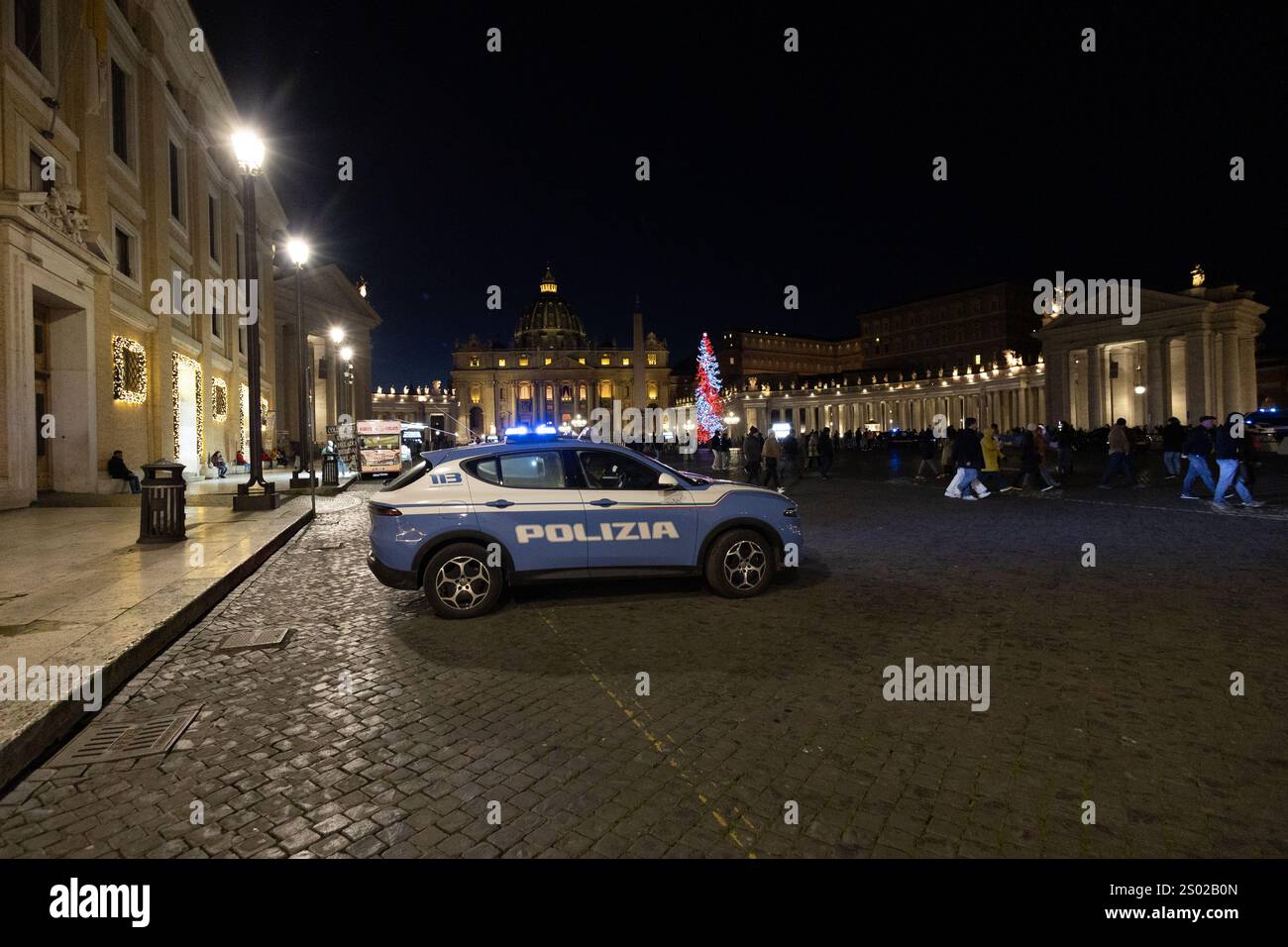 Rome, Italy. 23rd Dec, 2024. Police cars in St. Peter's Square in Rome ...