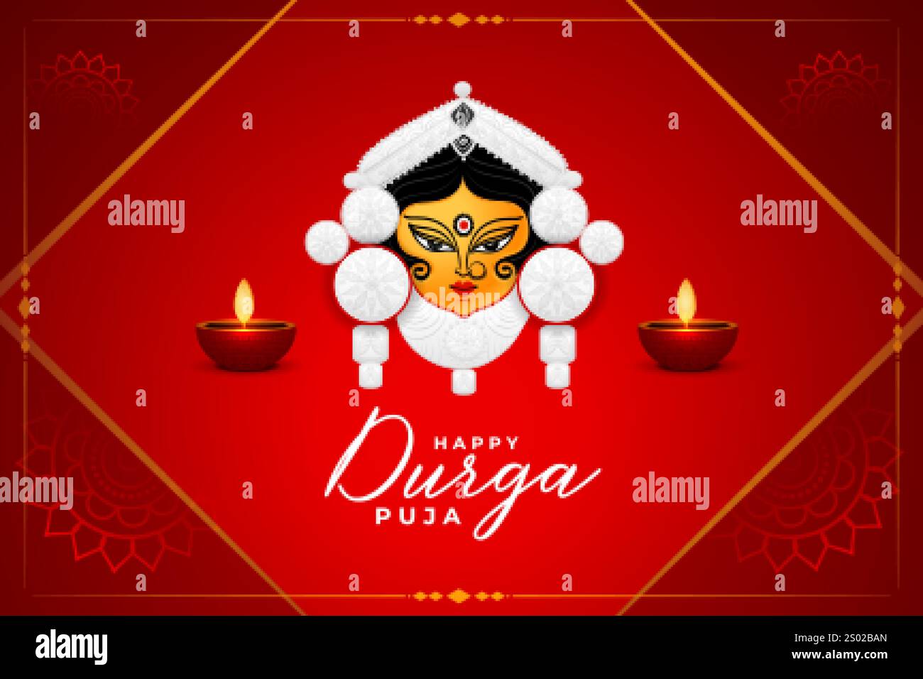happy durga pooja red realistic card design Stock Vector Image & Art ...