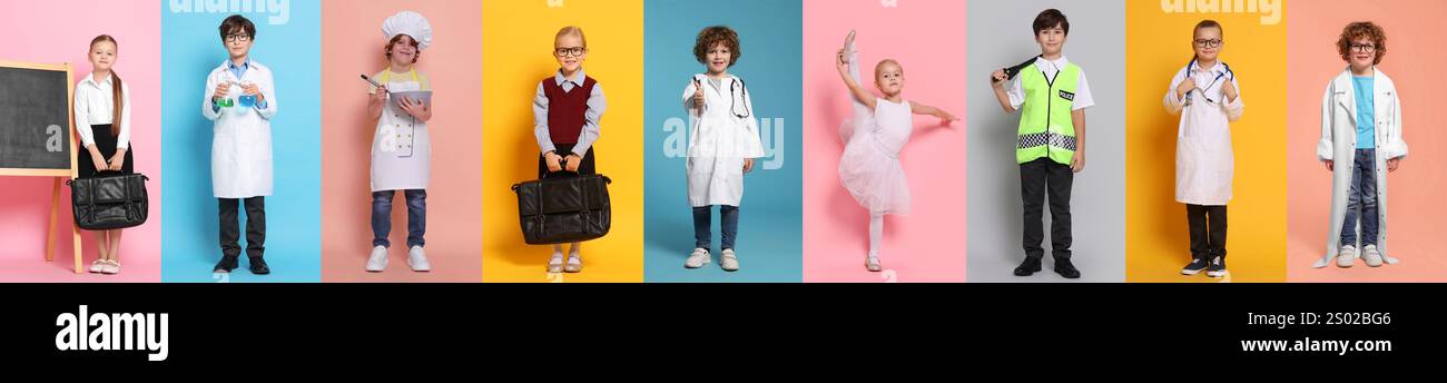 Future profession. Cute children copying people from different ...