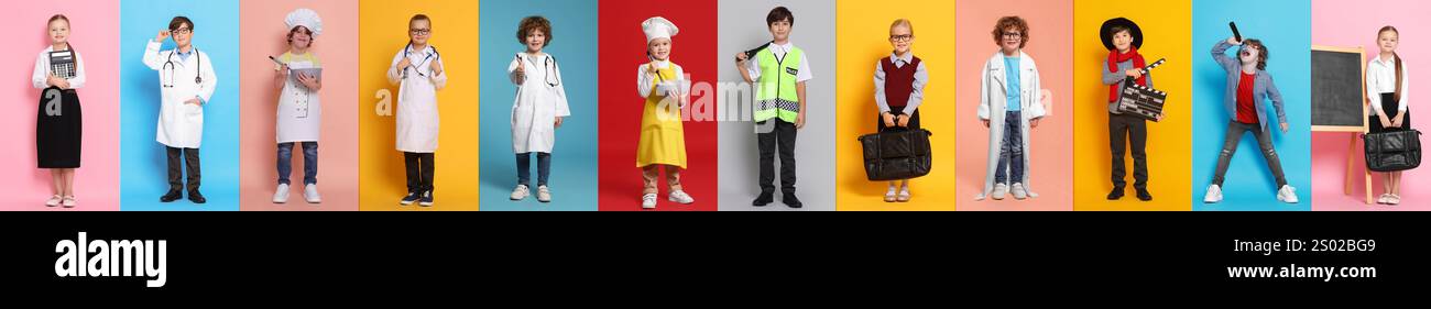 Future profession. Cute children copying people from different ...