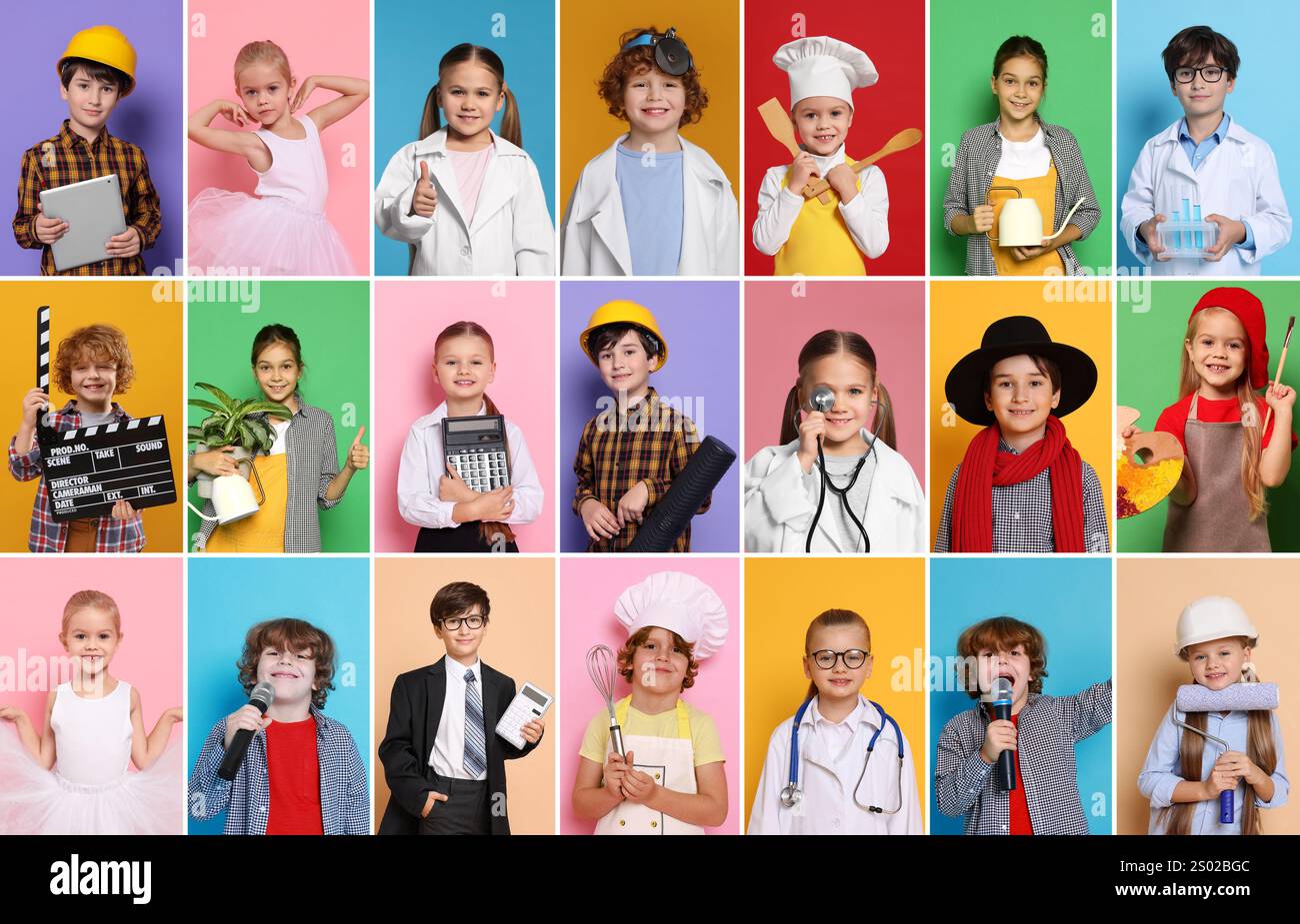 Future profession. Cute children copying people from different ...