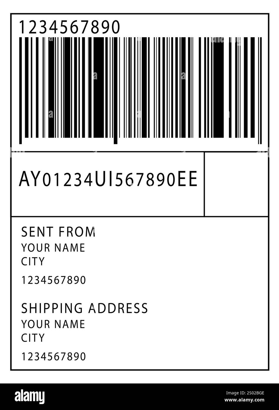 Shipping label with barcode and information. Post office Stock Photo ...