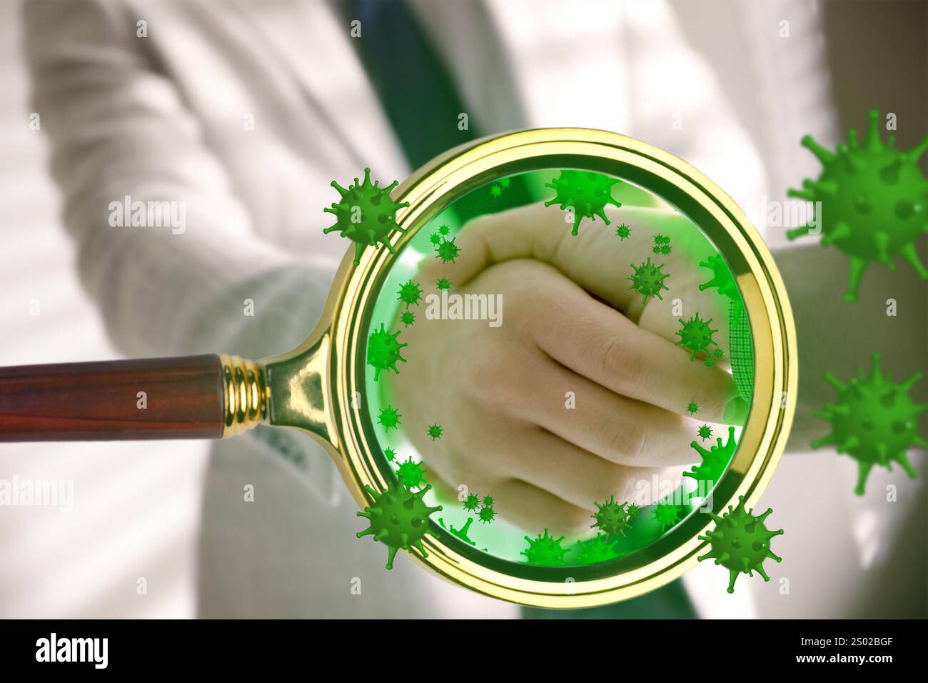 People shaking hands, closeup. Pathogens transmission, illustration of ...