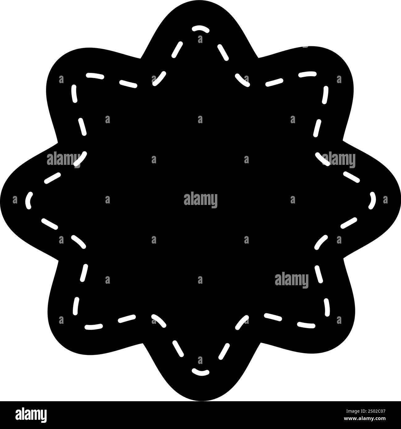 Flower shape with dotted stitch line. Empty tag, patch, sticker, text box, price label, promo ...