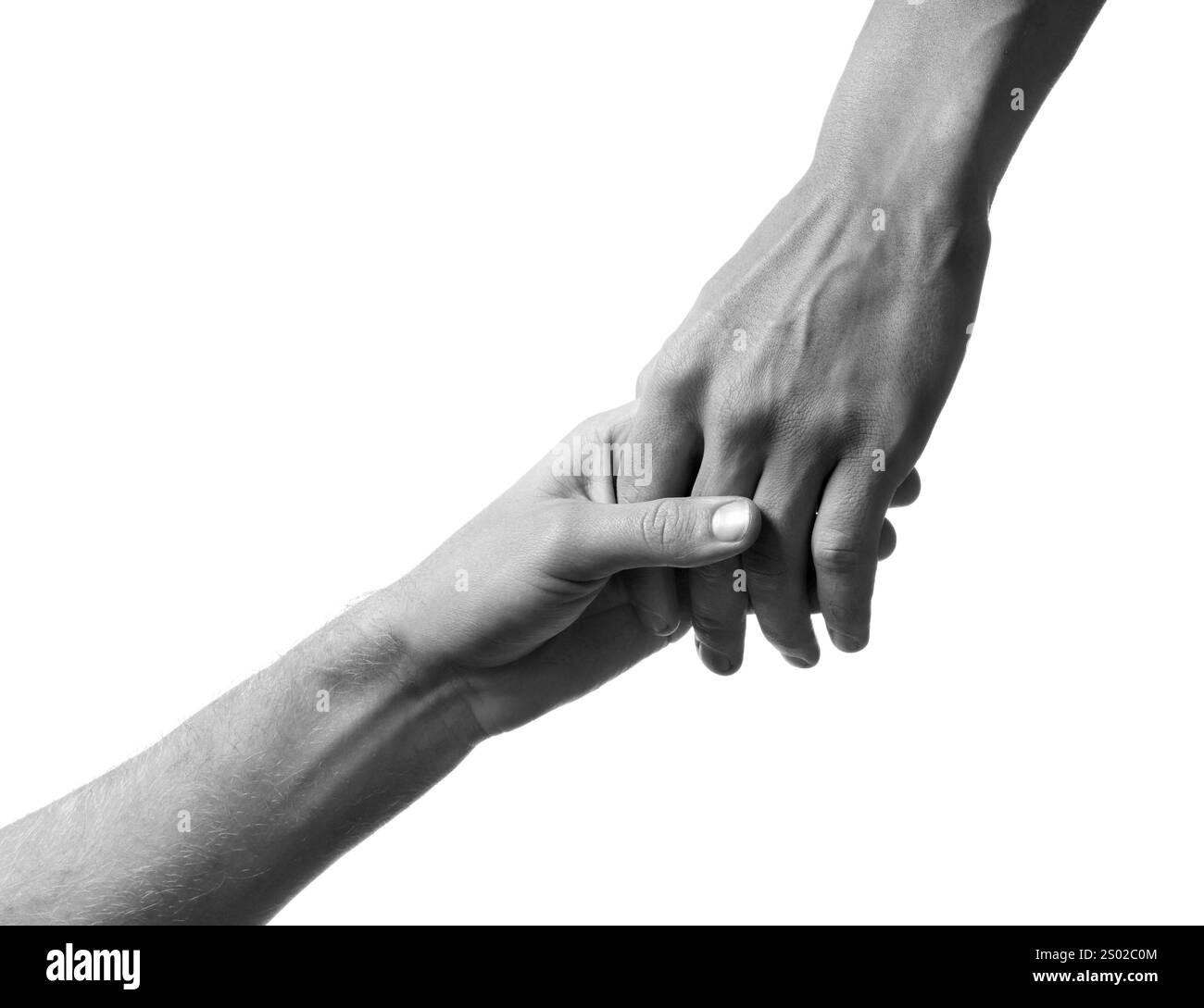 Help and support. People holding hands on white background, closeup ...