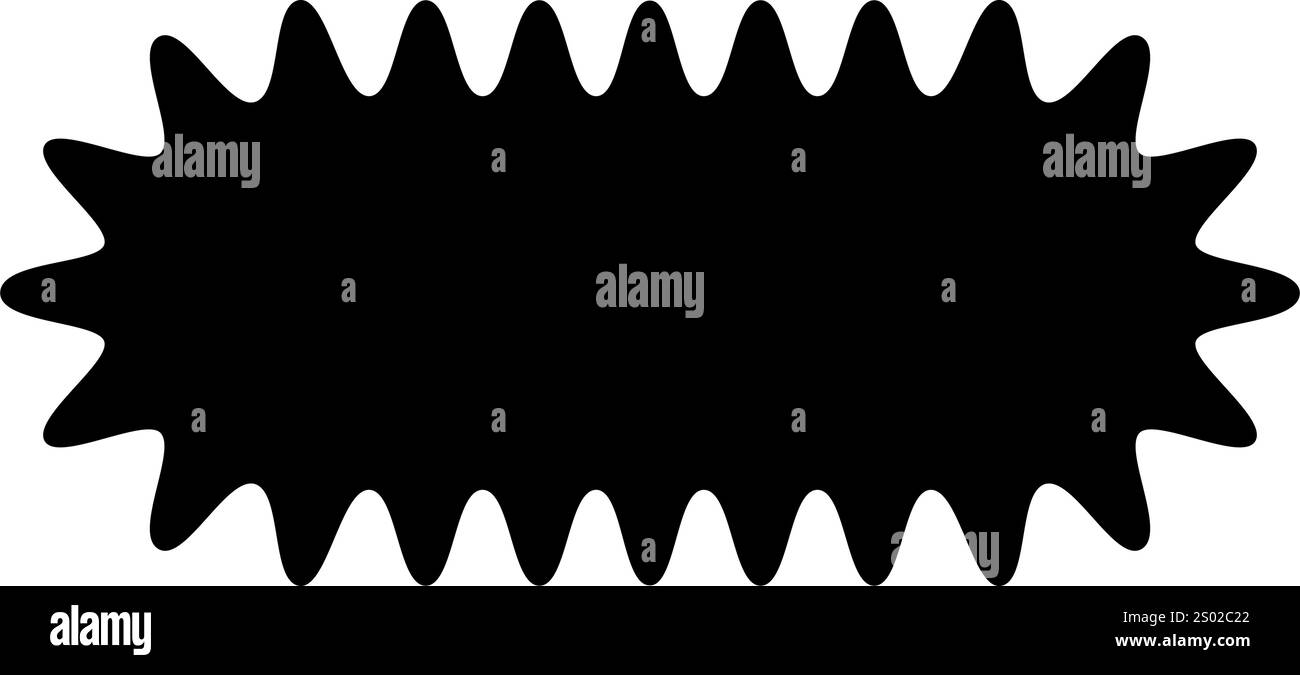 Oval rectangle form with wavy edges. Rectangular shape with wiggly ...