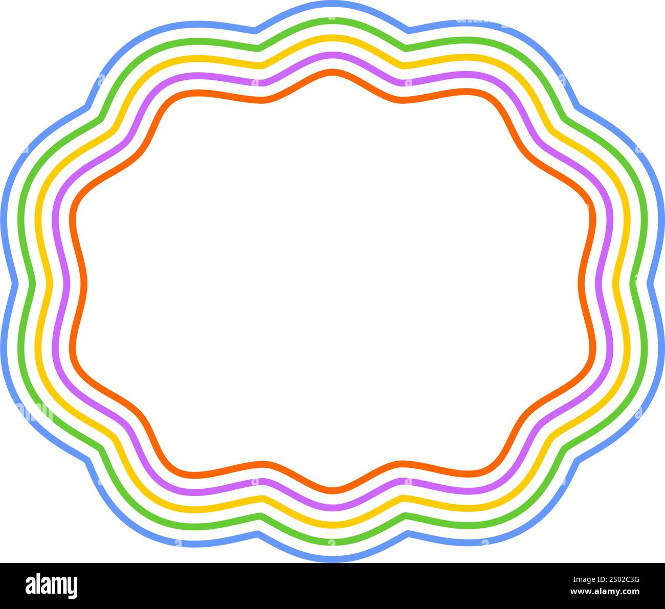 Colorful oval concentric frames with wavy edges. Geometric shapes with ...